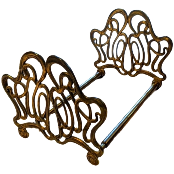 art nouveau | Other | Sold Art Nouveau Adjustable Brass Book Rack ...